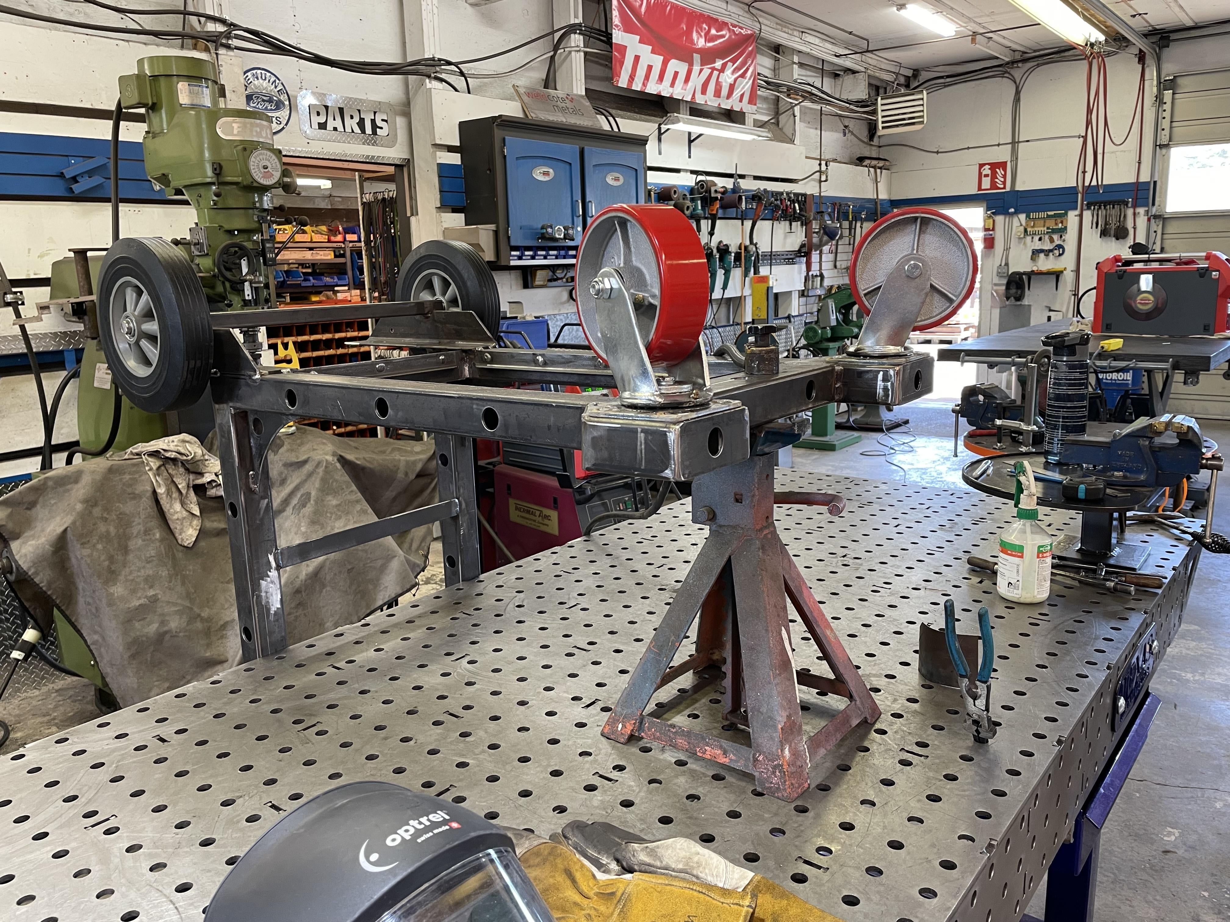 Process for welding casters