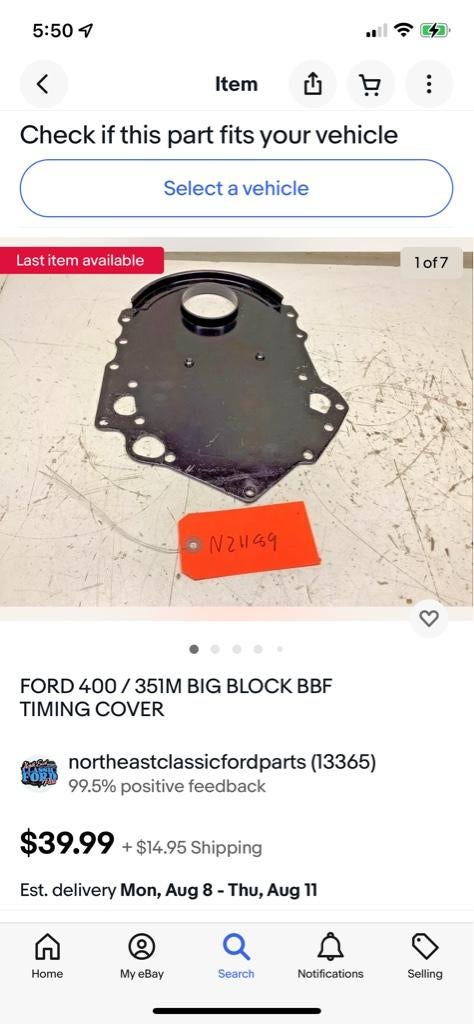 Timing Chain Cover for Big Block | Bronco Forum - Full Size Ford Bronco ...