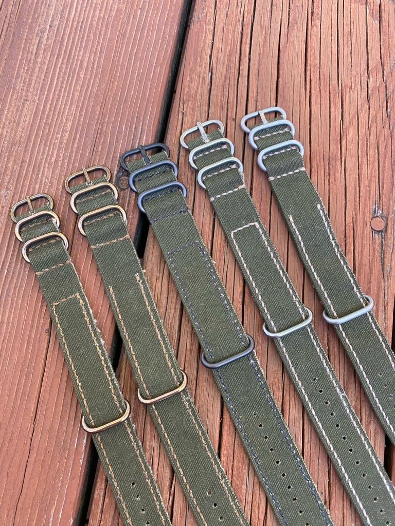 [$75 USD] 22mm and 24mm Military Canvas Nato Straps - bronze/brass and ...