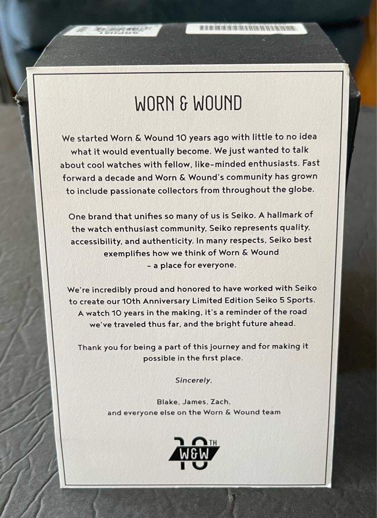 SOLD - Worn & Wound 10th Anniversary Ltd. Edition Seiko - SOLD ...