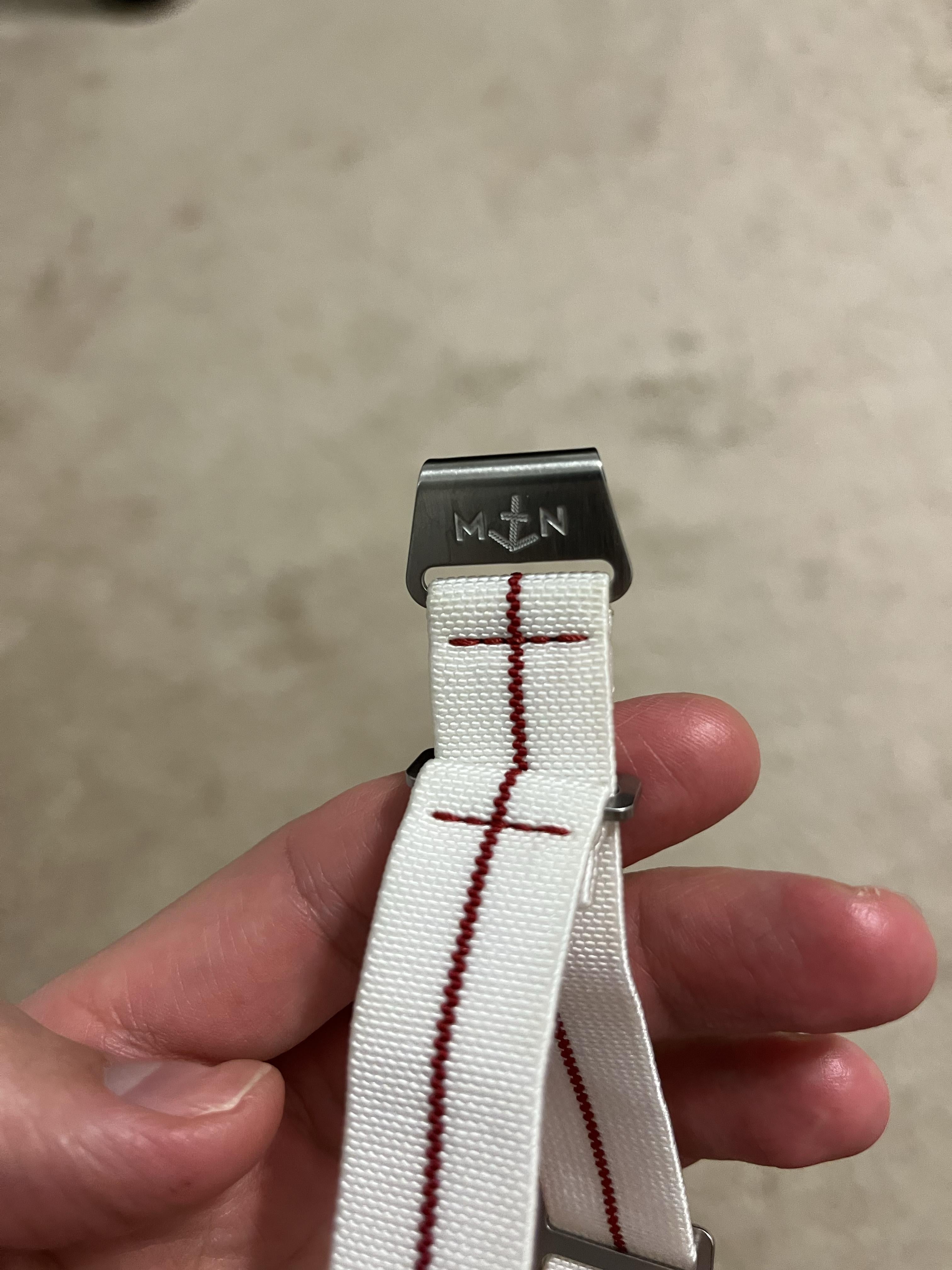 Sold: 20mm Erika’s Originals MN Strap - White with Red line ...