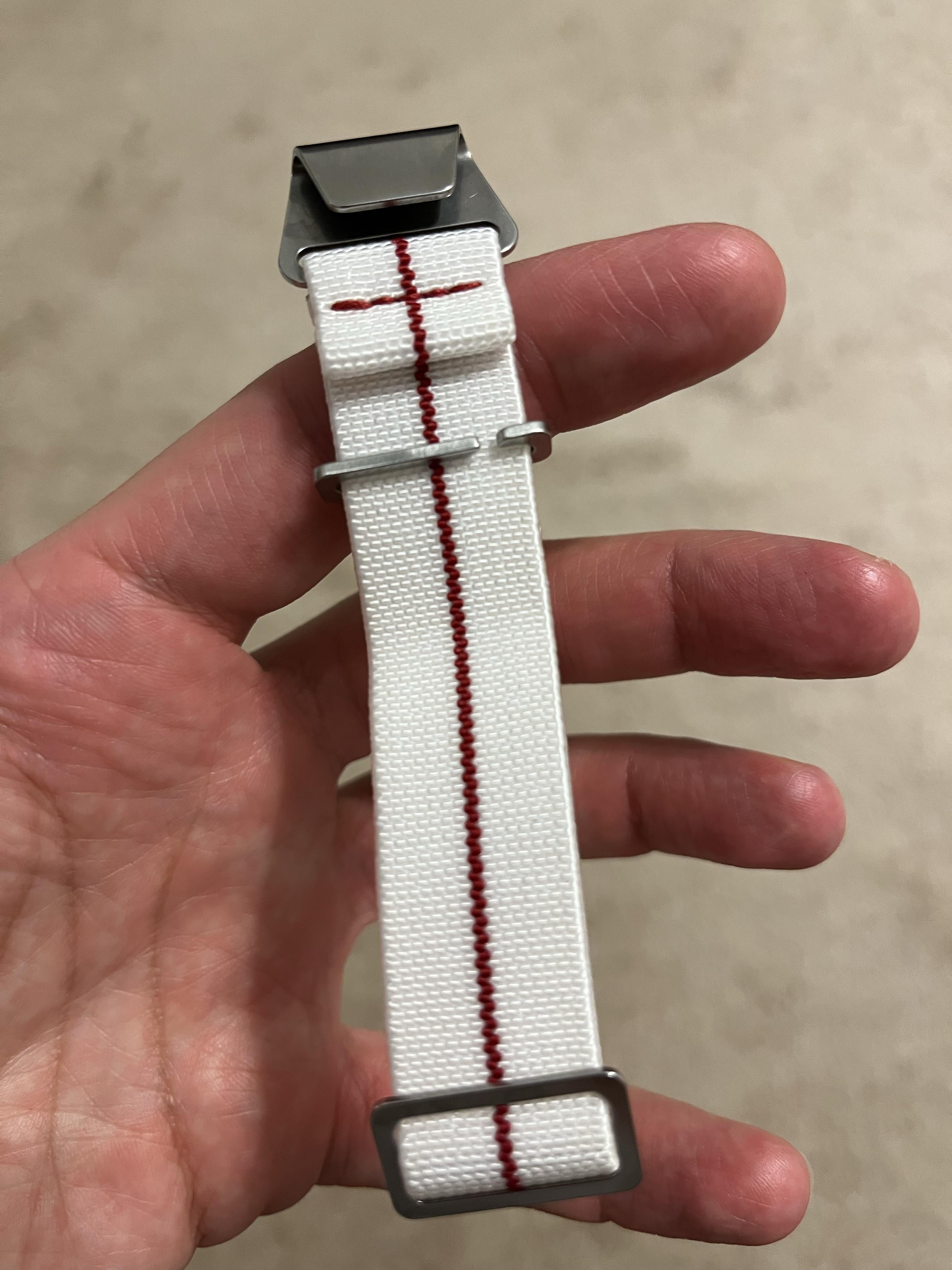 Sold: 20mm Erika’s Originals MN Strap - White with Red line ...