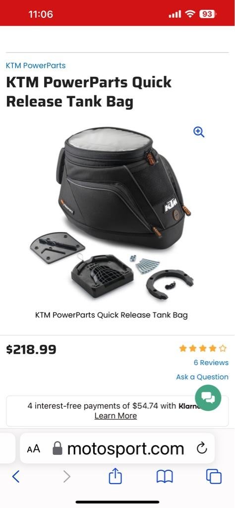For sale - KTM powersports quick release Tank Bag | Adventure Rider