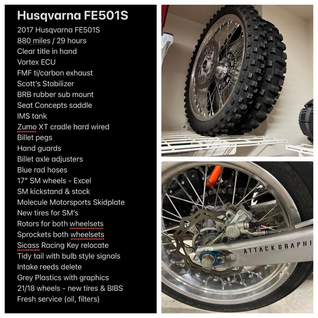 Sold - 2017 Husqvarna FE501S - 29 hour - serious upgrades | Adventure Rider